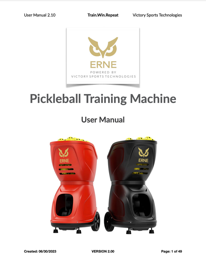 User Manual – Erne Pickleball Machine